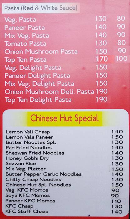 Menu at The Chinese Hut, Delhi, H no 28 gali no. 11 new lahore