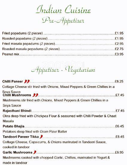 Menu at The Grange Restaurant, Wallington, Beddington Park