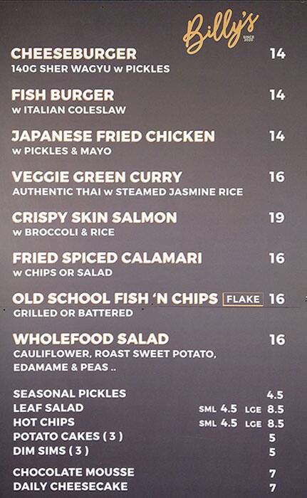 Menu at Billy's - The Corner Takeaway Shop restaurant, Melbourne, 149 ...