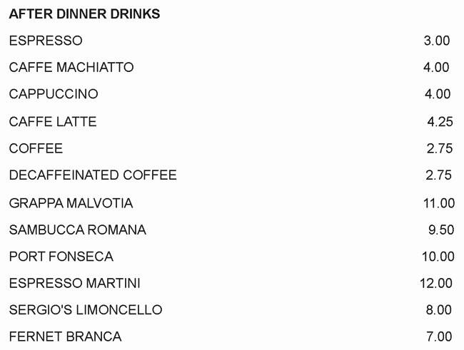 Menu at Firenze By Night restaurant, San Francisco
