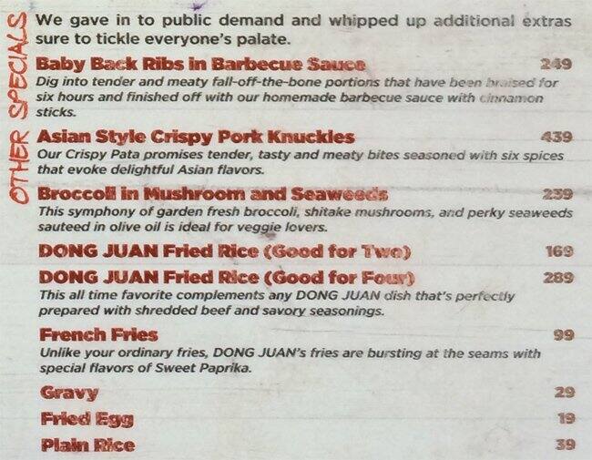 Carta del restaurante Dong Juan, Cebú, Mango 2