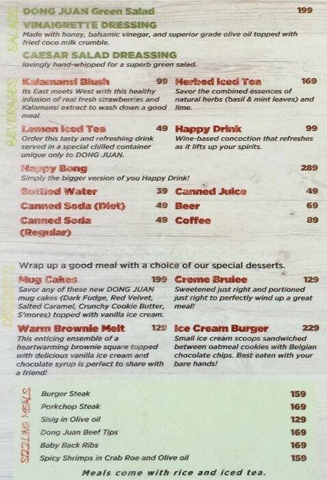 Carta del restaurante Dong Juan, Cebú, Mango 2