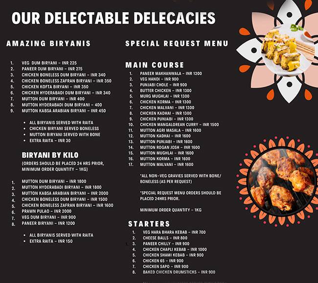 Menu of The Biryani Master, Chakala, Mumbai