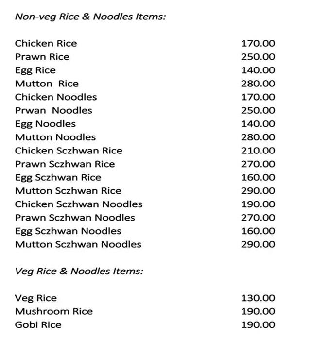 Menu of Kannan Hotel, Avadi, Chennai