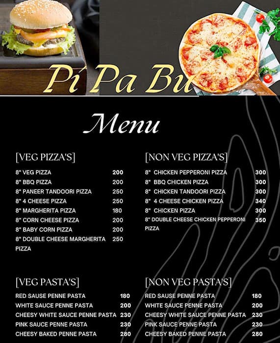 Menu of Pi Pa Bu, Banashankari, Bangalore