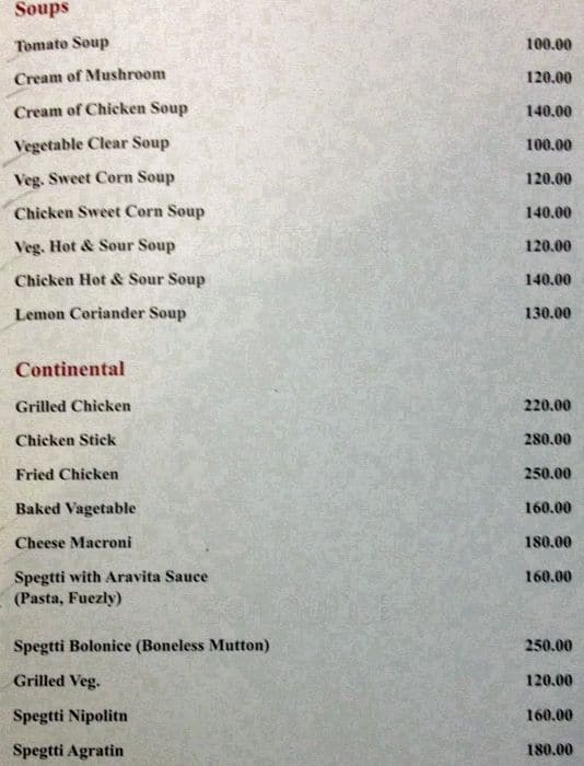 Menu at Ahan Restaurant - Hotel Trisha Bhoomi Residency, Agra