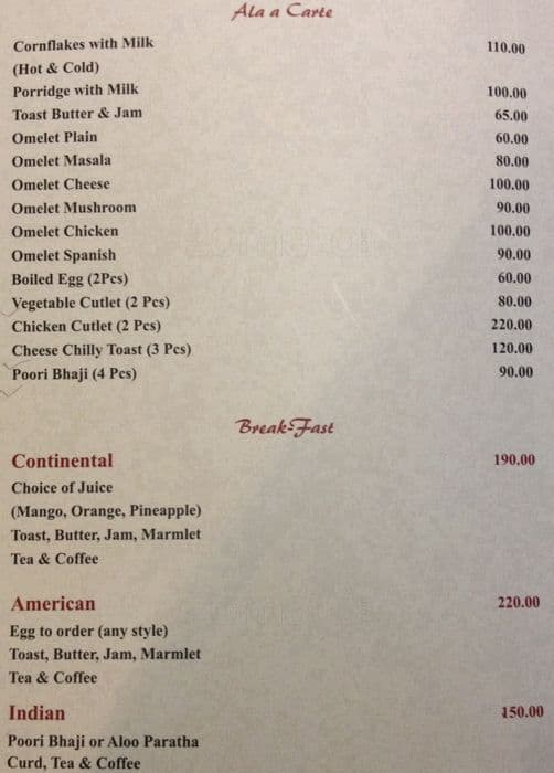 Menu at Ahan Restaurant - Hotel Trisha Bhoomi Residency, Agra