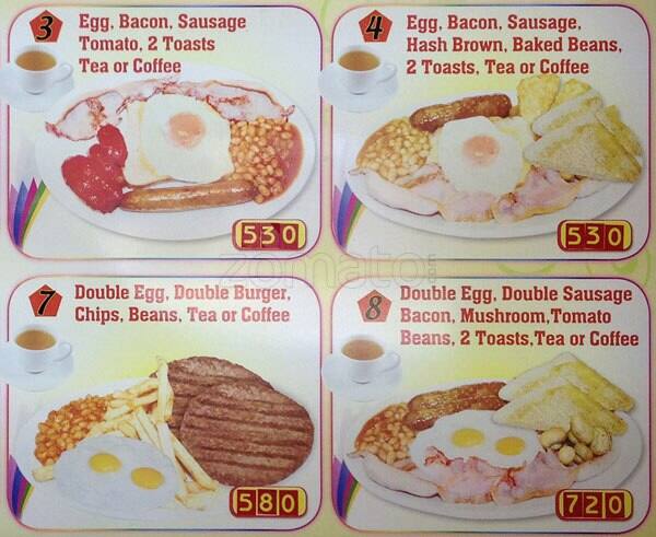 Menu at Rainbow Cafe, London, 76 Dudden Hill Ln