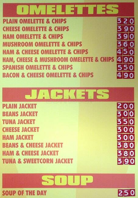 Menu at Rainbow Cafe, London, 76 Dudden Hill Ln