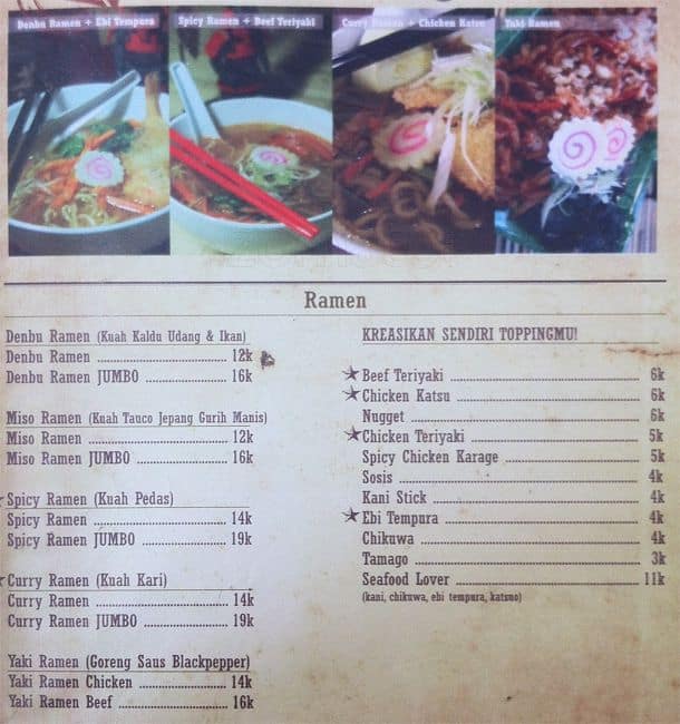 Menu at Warung Kuliner cafe, Bogor