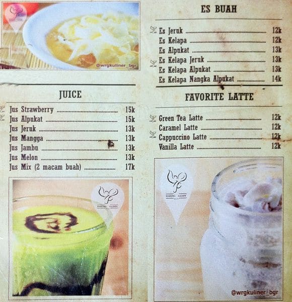 Menu at Warung Kuliner cafe, Bogor