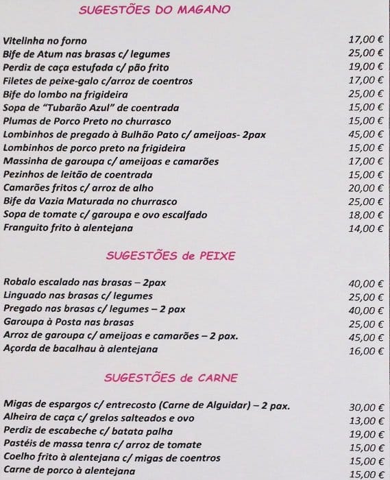 O Magano Menu,Menú para O Magano, Campo de Ourique, Lisboa - Zomato ...