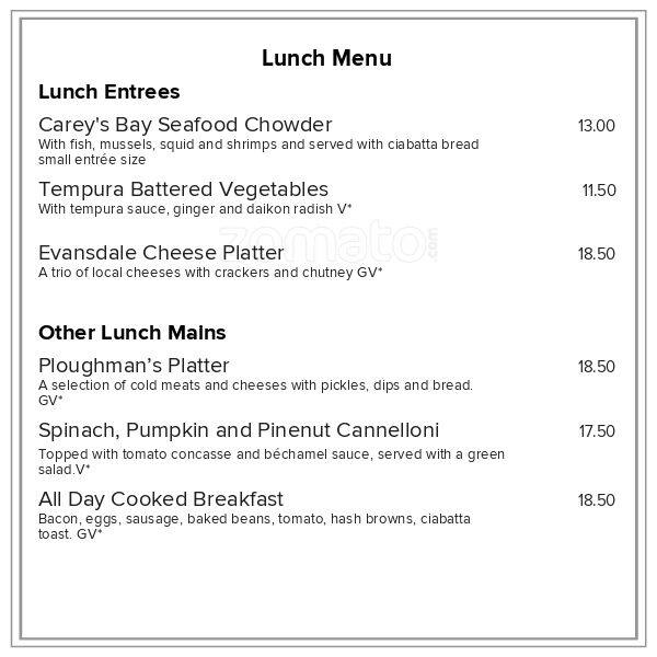 Menu at Careys Bay Historic Hotel pub & bar, Dunedin, 17 Macandrew Rd