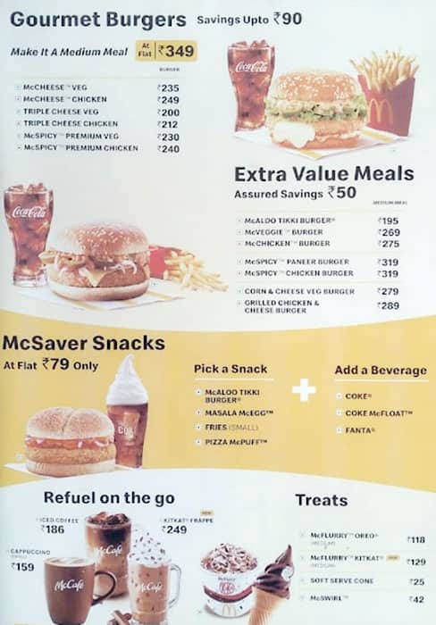 Mcdonald's menu card store