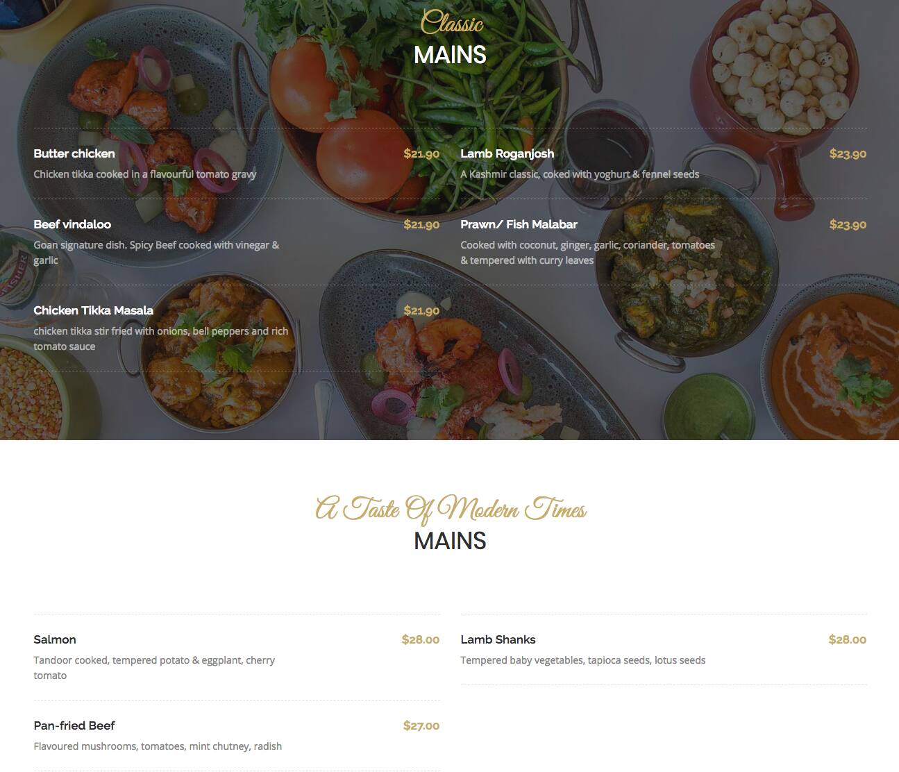 Menu at A Taste Of India restaurant, Mosman