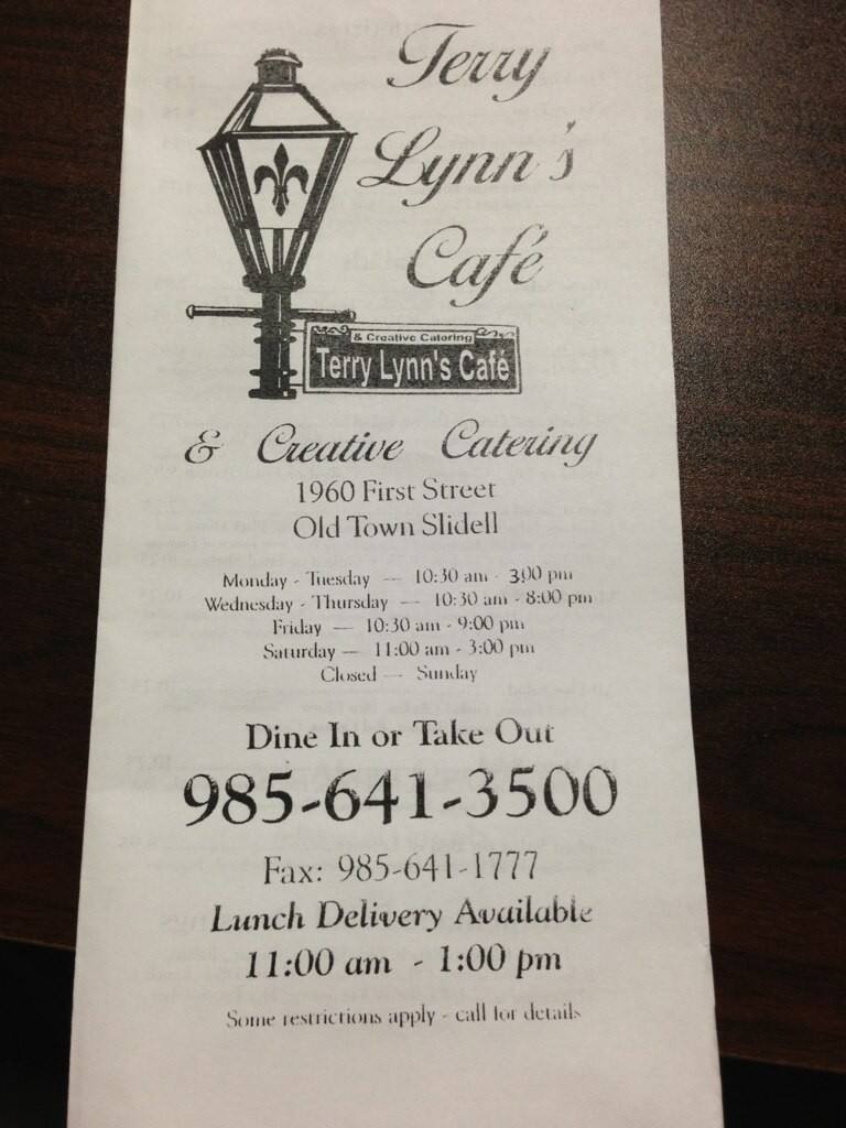 Menu at Terry Lynn's Cafe & Creative, Slidell
