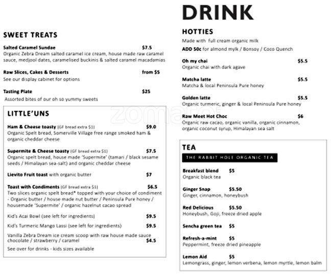 Menu at Raw Meet cafe, Somerville