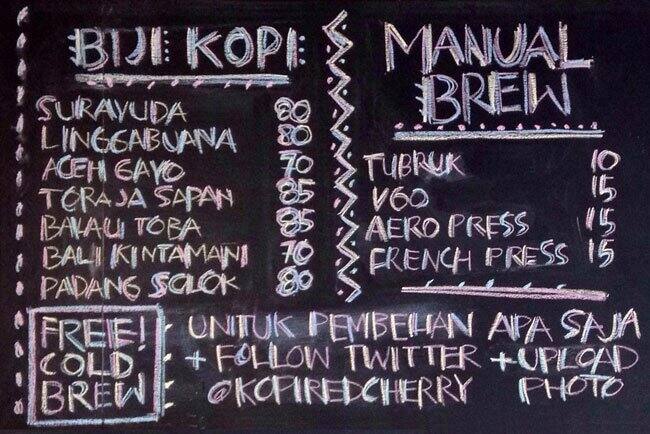 Menu at Red Cherry Blossom Coffee Roaster cafe, South Jakarta, Jl ...