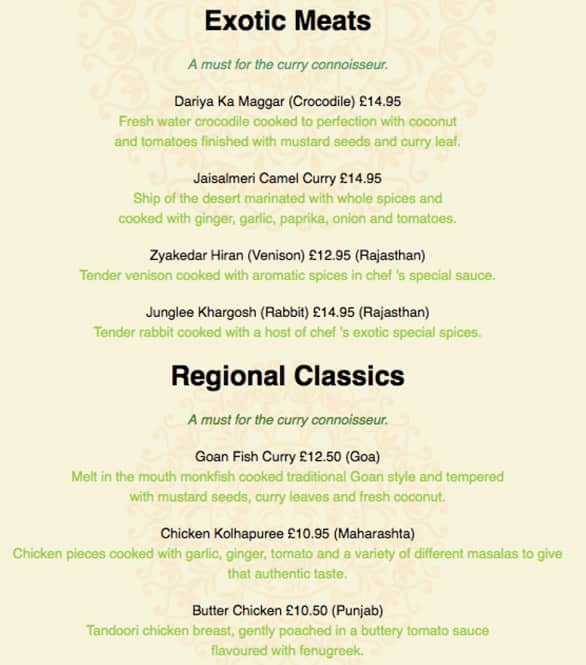 Menu at Masala Twist restaurant, Helensburgh