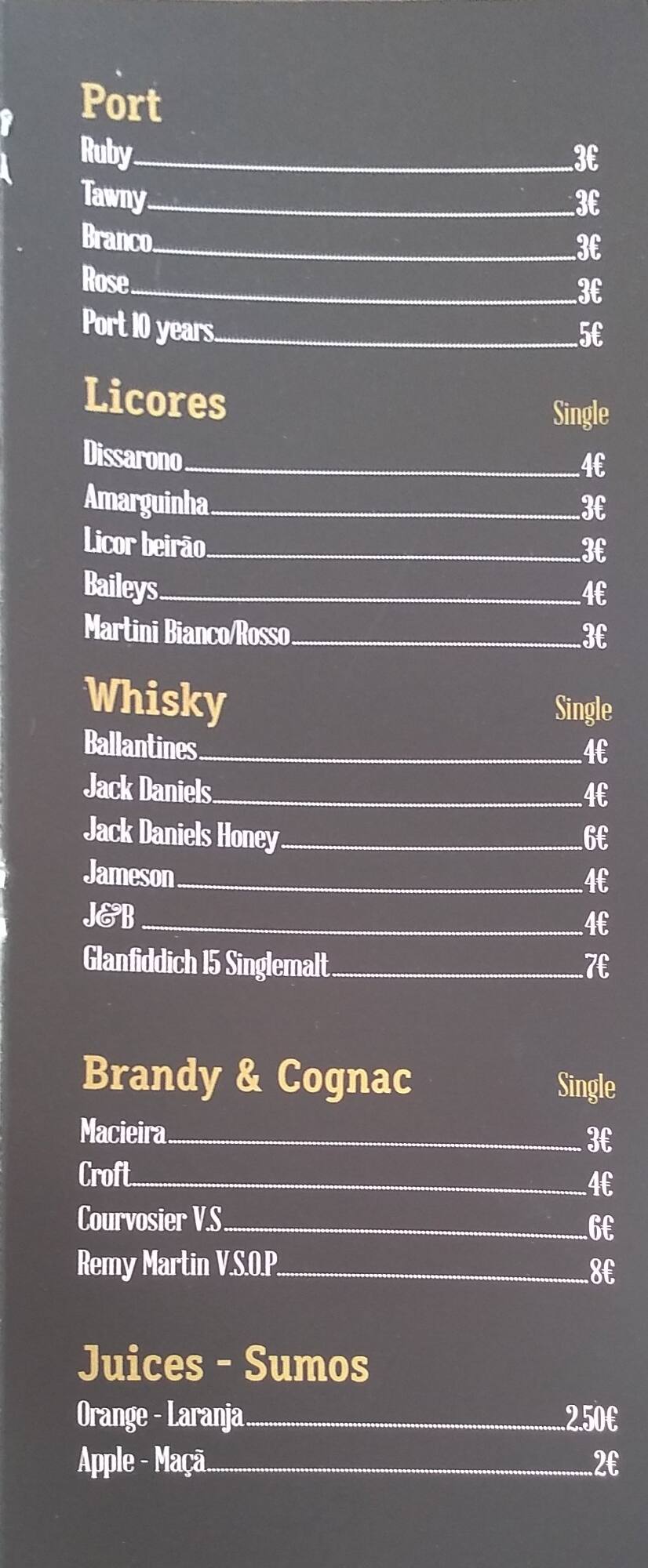 Menu at Decadent Degustaria pub & bar, Carvoeiro