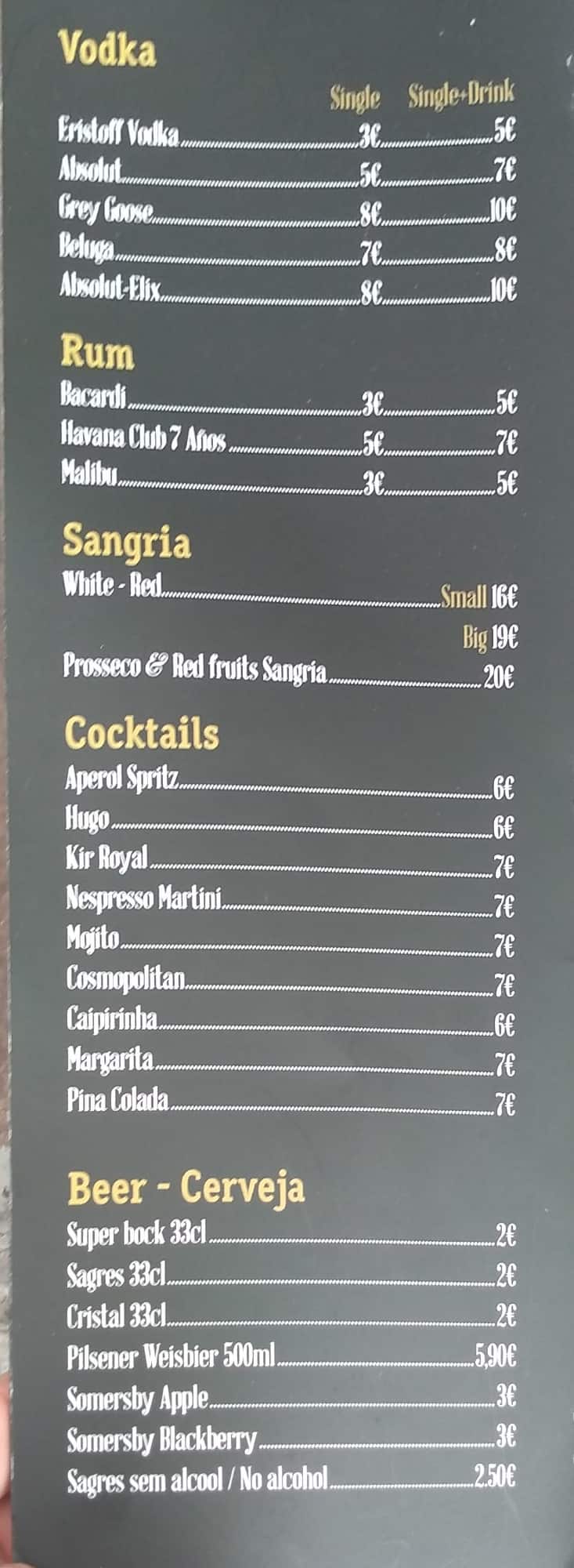 Menu at Decadent Degustaria pub & bar, Carvoeiro