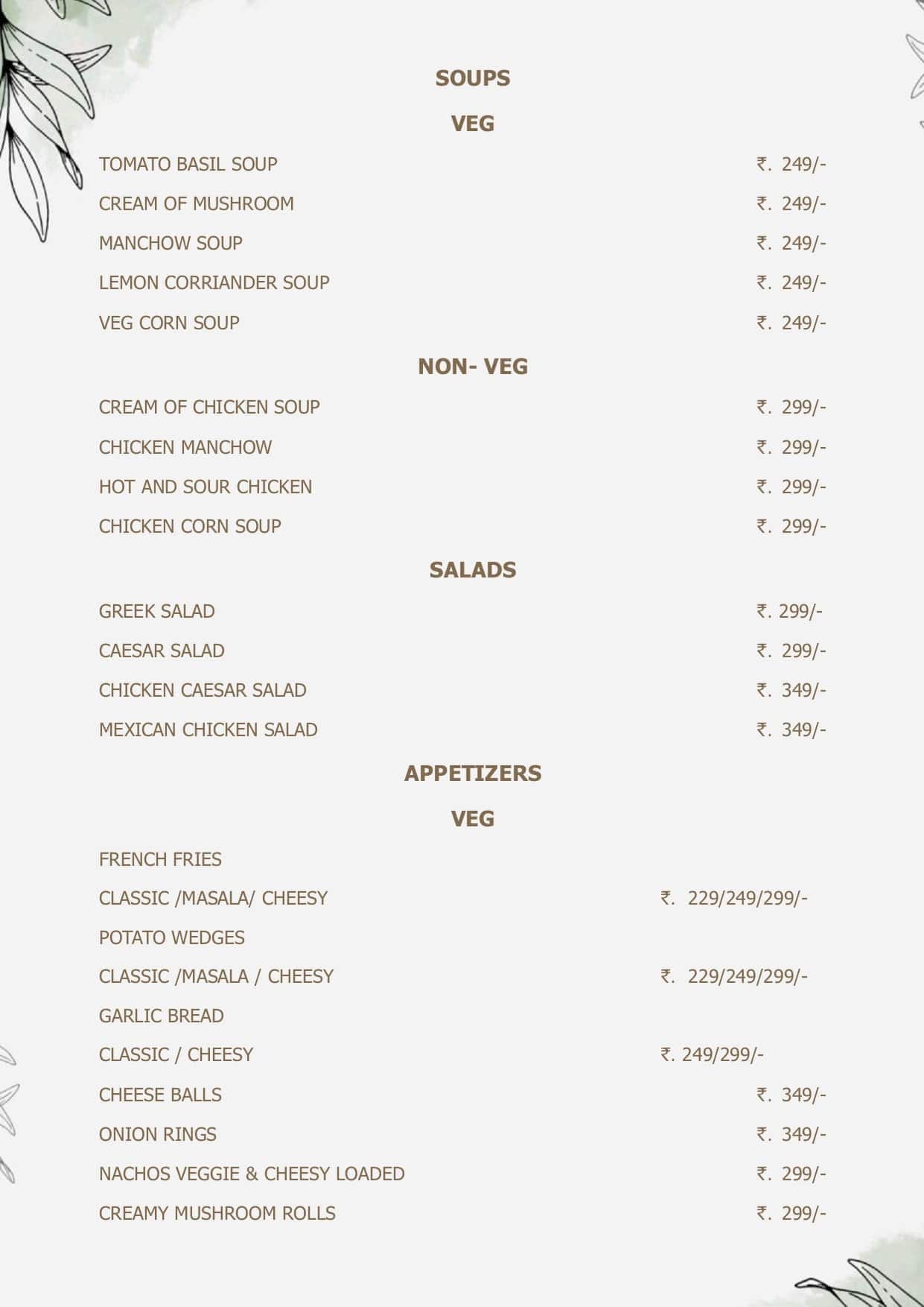 Menu of Hush Modern Indian Kitchen, Madhapur, Hyderabad