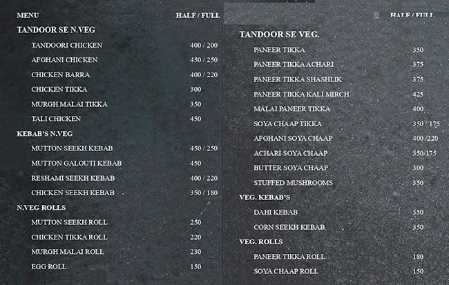 Menu of Kesiree, Punjabi Bagh, New Delhi