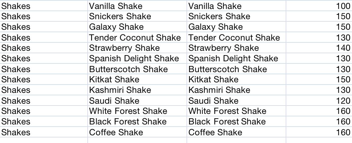 Menu of Royal Sweets And Dry Fruits, Aluva, Kochi