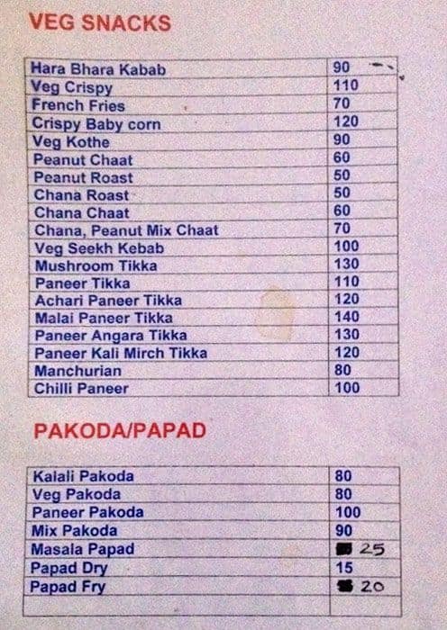 Menu at Maan Preet Bar & Restaurant, Bhopal