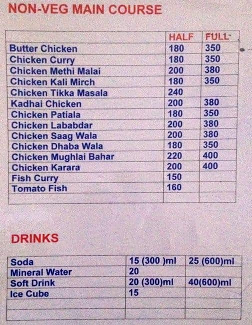Menu at Maan Preet Bar & Restaurant, Bhopal