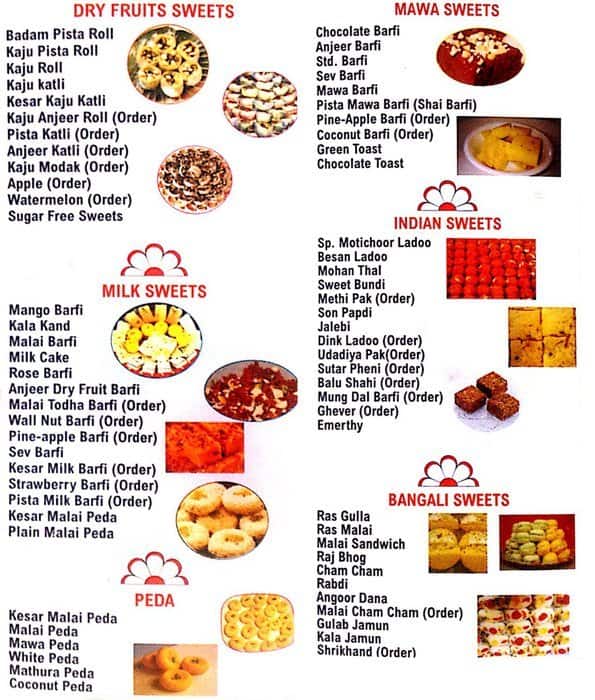 Sweet Palace a Mumbai: Foto del Menu con Prezzi - Zomato