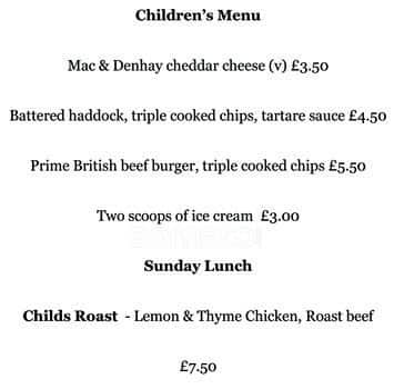 Menu at The Cutty Sark pub & bar, London, 4-6 Ballast Quay