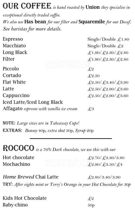 Menu at Butter Beans cafe, Richmond, 3