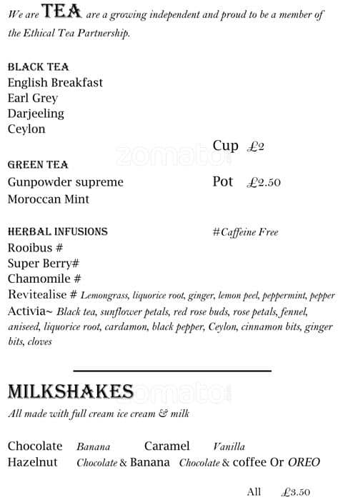 Menu at Butter Beans cafe, Richmond, 3