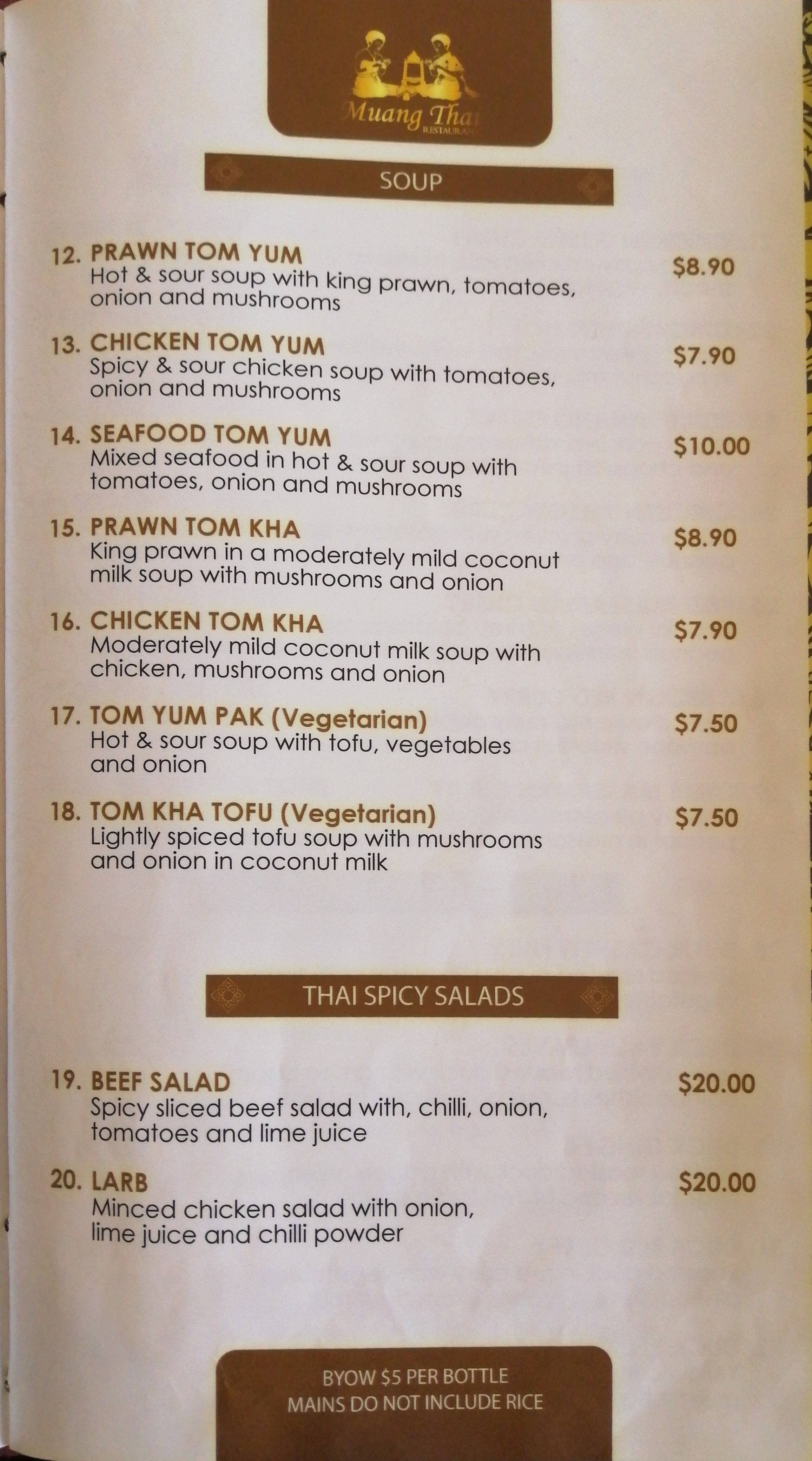 Menu At Muang Thai Restaurant Auckland Menu At Muang Thai Restaurant Auckland