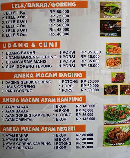 Menu at Rumah Makan dan Pemancingan Hj. Aten Sutan restaurant ...