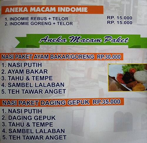 Menu at Rumah Makan dan Pemancingan Hj. Aten Sutan restaurant ...