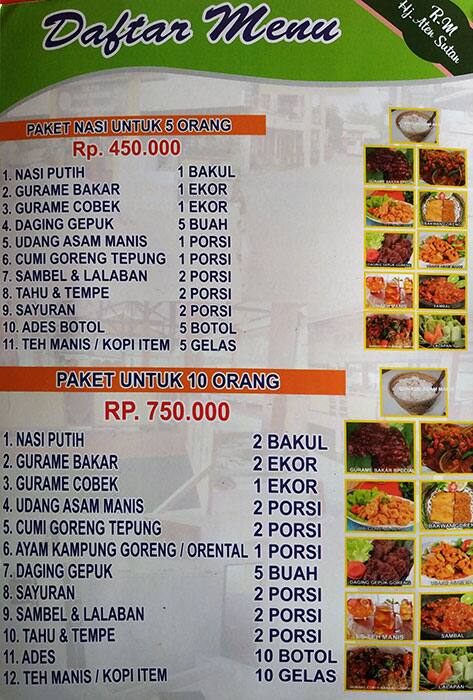 Menu at Rumah Makan dan Pemancingan Hj. Aten Sutan restaurant ...