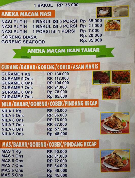 Menu at Rumah Makan dan Pemancingan Hj. Aten Sutan restaurant ...