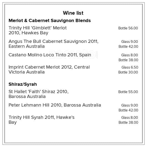 Menu at Hell Pizza cafe, Dunedin