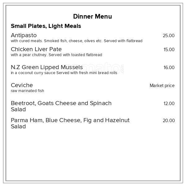 Menu at Hell Pizza cafe, Dunedin