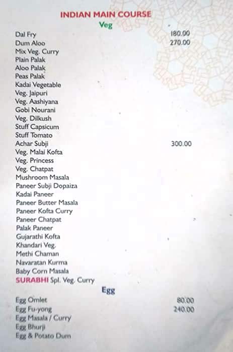 Menu at Surabhi Elite Restaurant, Hyderabad