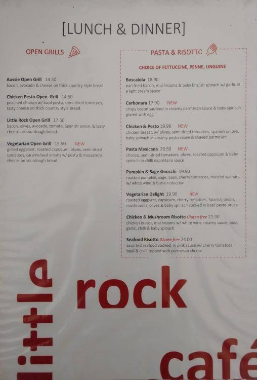 Menu at Little Rock Cafe, Baulkham Hills