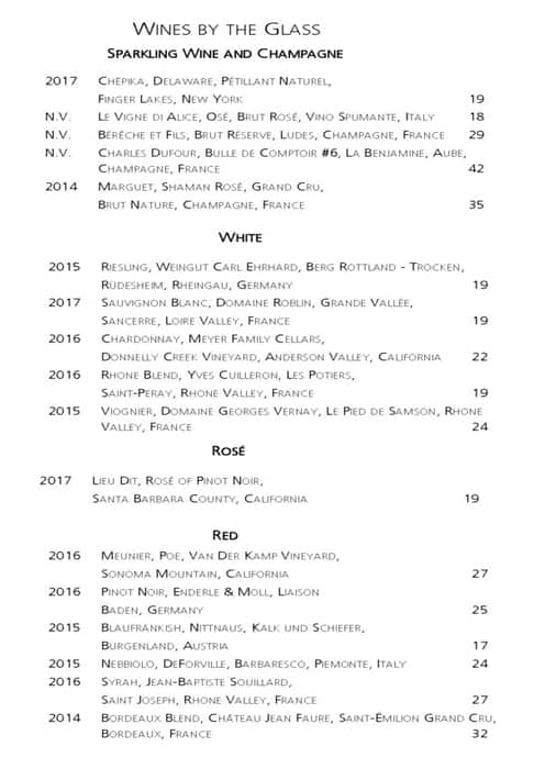 Menu at Aquavit restaurant, West New York, 65 E 55th St