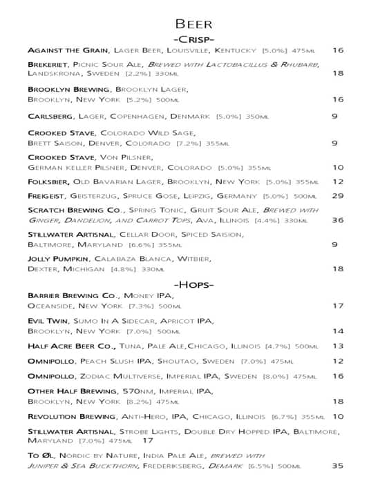 Menu at Aquavit restaurant, West New York, 65 E 55th St