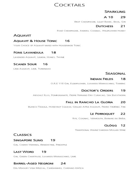 Menu at Aquavit restaurant, West New York, 65 E 55th St