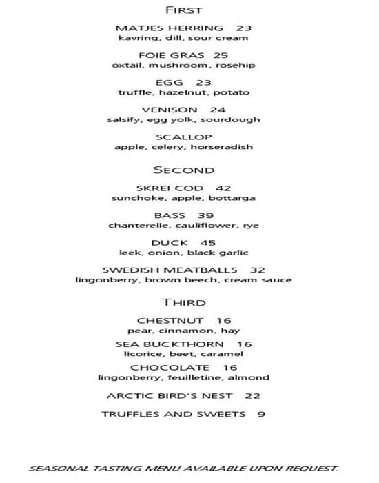 Menu at Aquavit restaurant, West New York, 65 E 55th St