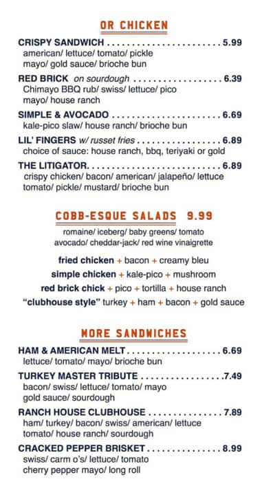 Menu at Off-Site Kitchen restaurant, Dallas, Irving Boulevard