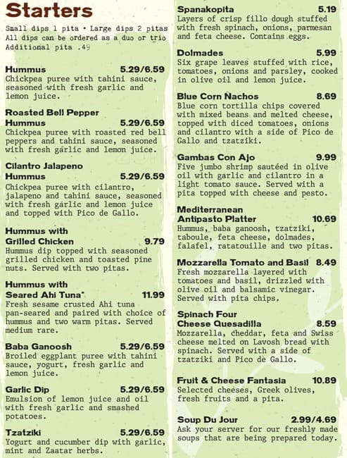 Pita Jungle Menu, Menu for Pita Jungle, Chandler, Chandler - Urbanspoon ...