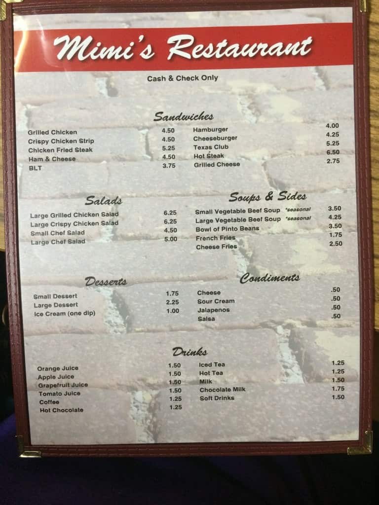 Menu at Mimi's Restaurant, Pauls Valley, 117 W Paul Ave